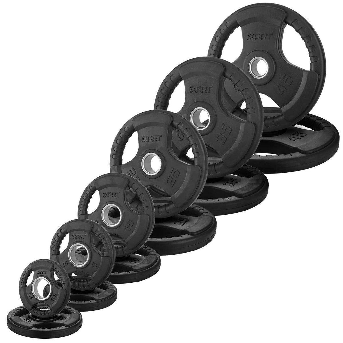 XPRT Fitness Olympic Weight Plates 2.5-45 LB | Rubber Coated Cast Iron