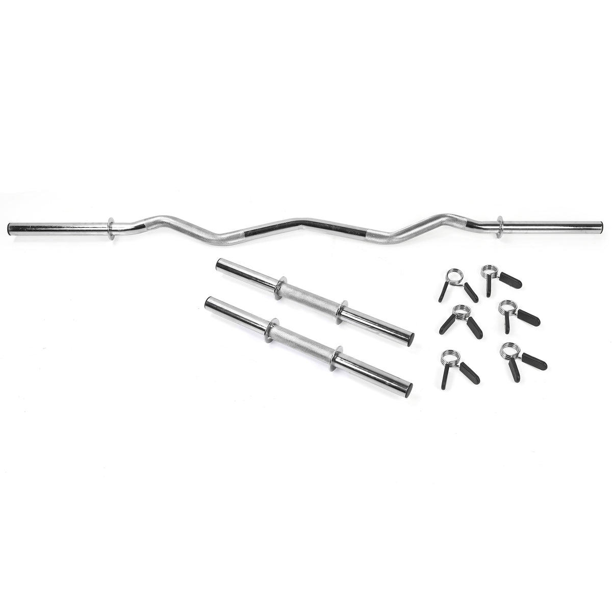 XPRT Fitness Hollow Curl Bar and Dumbbell Handle Set with Spring Colla