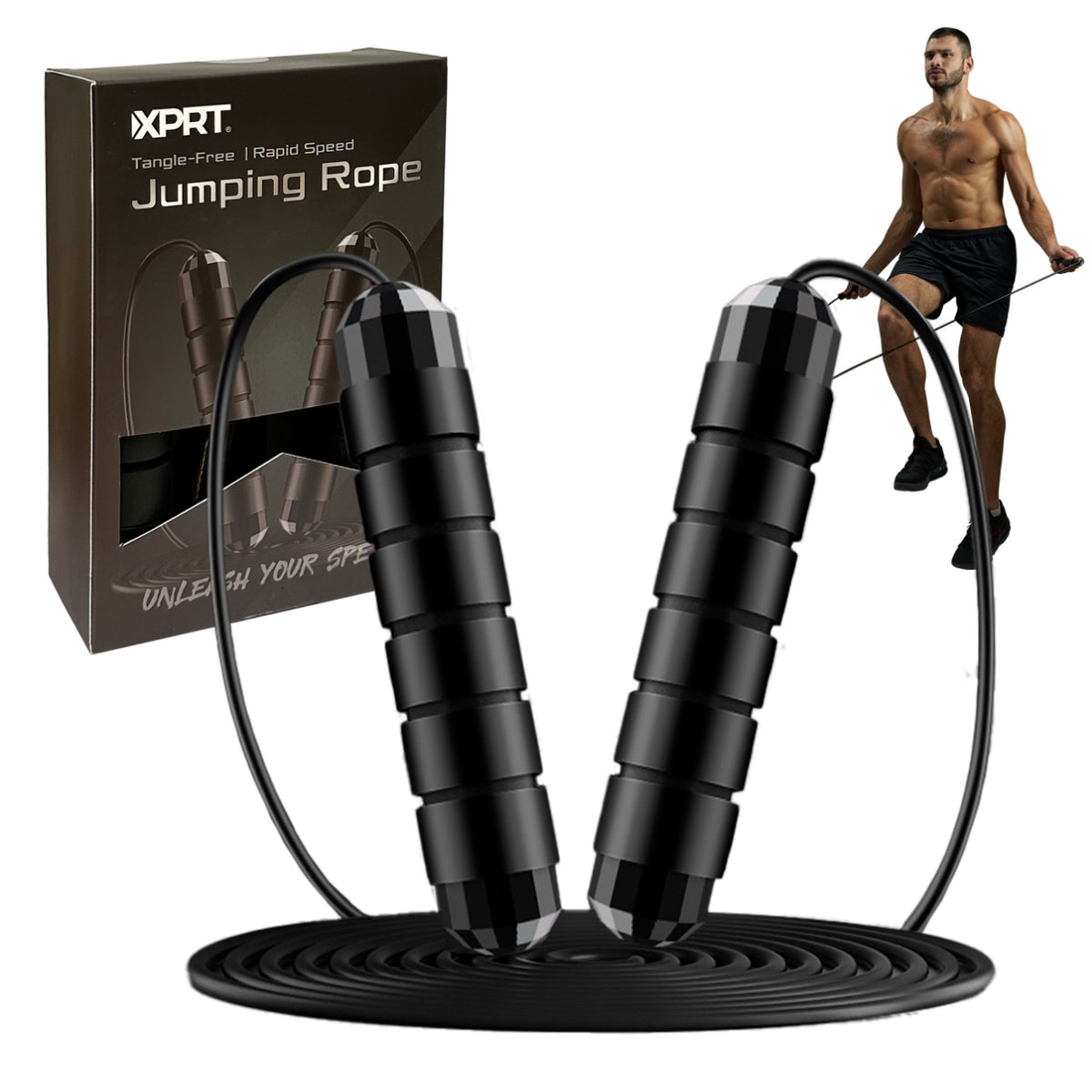XPRT Fitness Pro Jump Rope - Tangle-Free with Ball Bearings, Adjustabl
