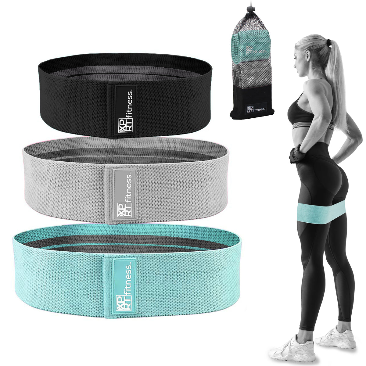 XPRT Fitness Resistance Fabric Band Home Gym Exercise Set of 3